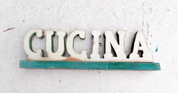 Wood Cucina Sign Italian Kitchen Sign Salvaged Wood by woodenaht