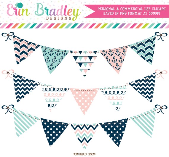 Items similar to Nautical Bunting Clipart Instant Download Commercial ...