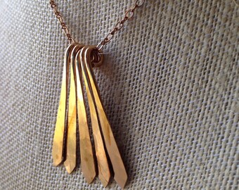 Hammered Brass Paddle Set Stick Pendant Charm Pins