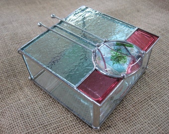 Stained Glass Keepsake Box with Fused Cabochon by RenaissanceGlass