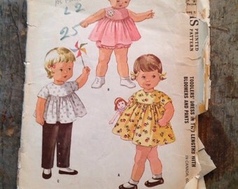 Items similar to Girls Smock/Shirred Dress and Bloomers Pants Outfit ...