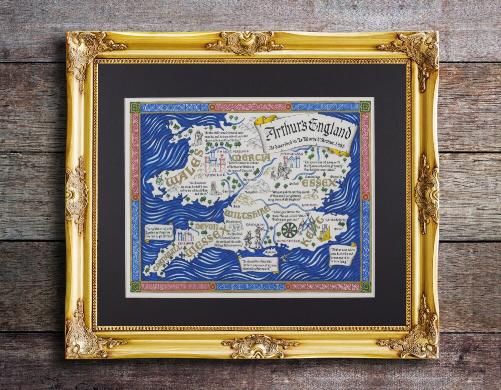Map of King Arthur's England // Camelot Map // by ArteOfTheBooke
