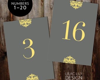 Printable Table numbering indian weddings vintage theme