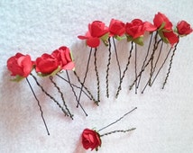 Popular items for red rose hair pin on Etsy