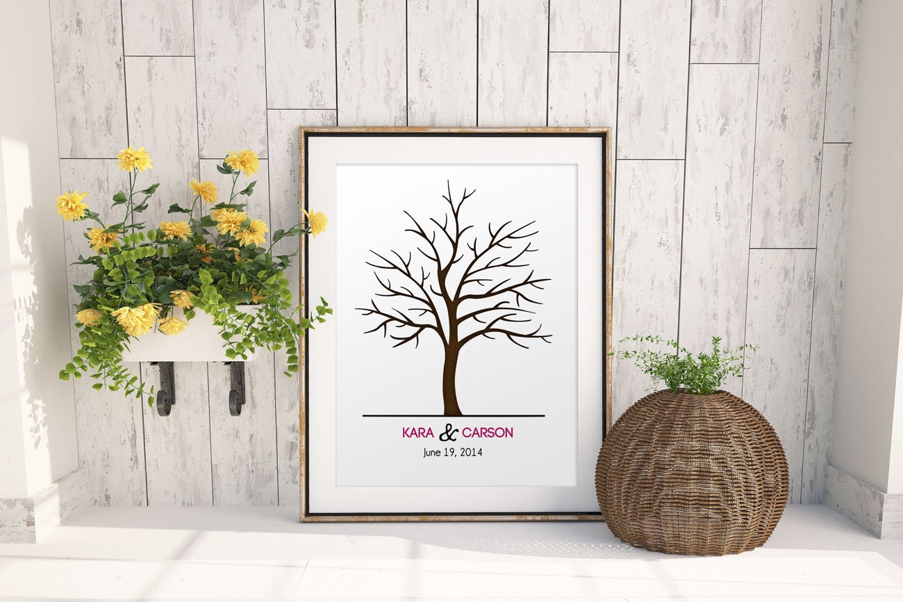 Wedding Tree Guest Book Finger Print Thumbprint Signature