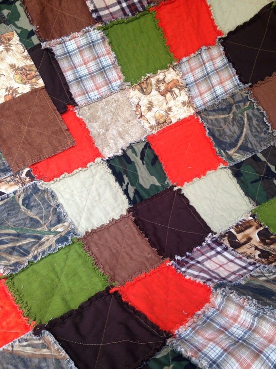 Items similar to Fall Sale- The Hunter - Large Rag Quilt - Twin Size on ...