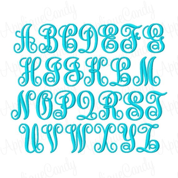 Swirl KK Monogram 2 inch Font Machine Embroidery by AppliqueCandy