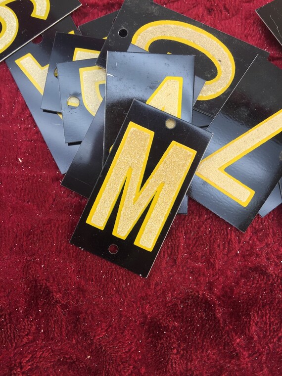 Vintage 1.5 small reflective metal letters and numbers