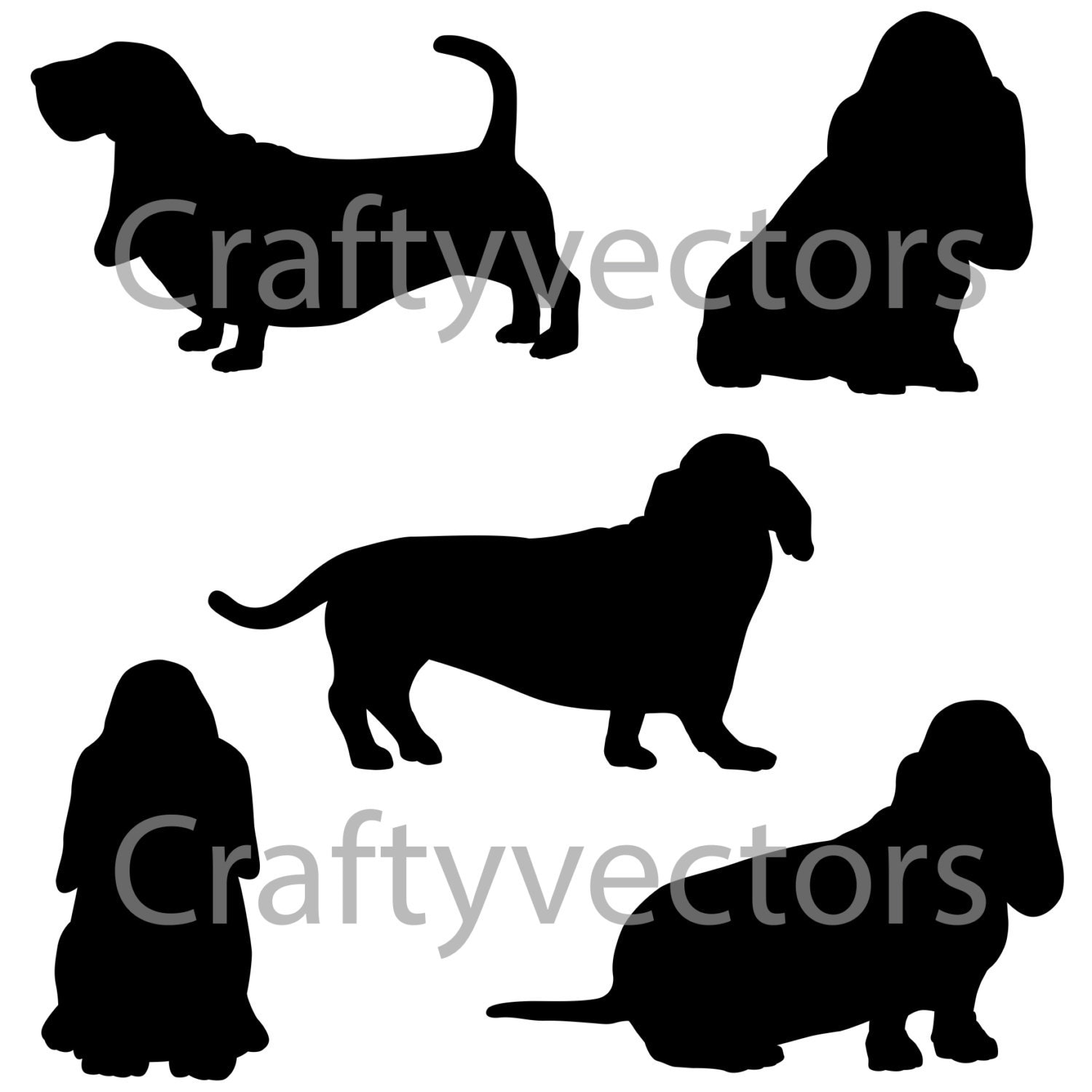 Basset Hound Dog Silhouettes