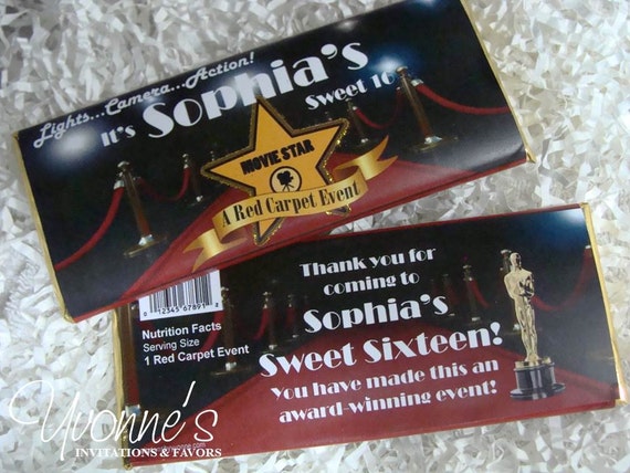 Hollywood Red Carpet VIP Candy Bar Wrappers Chocolate Bar