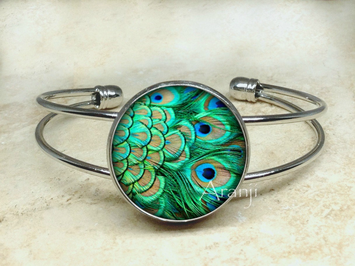Peacock bracelet peacock feather bracelet peacock bangle