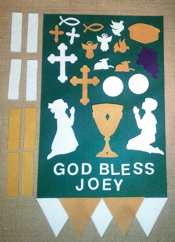 Church Felt Banner Kits Green With Gold White Pieces Church Felt Banner Kits Green With Gold White Pieces