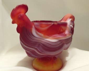Slag glass chicken | Etsy