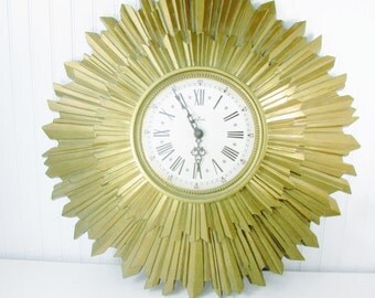 Gold sunburst clock | Etsy