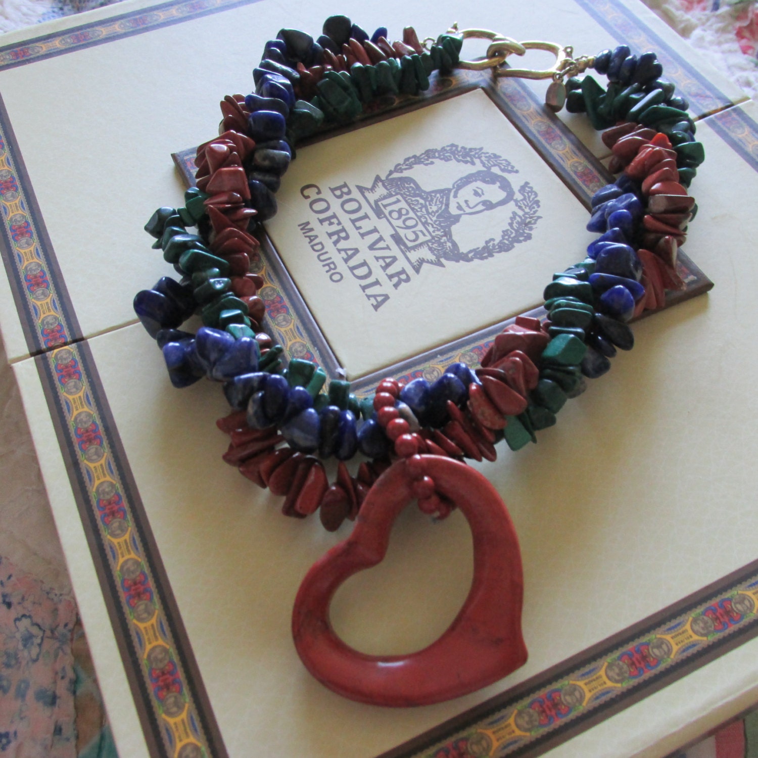 Vintage SANDRA DAVID Multi Strand Mixed Natural Polished Stone NECKLACE ...