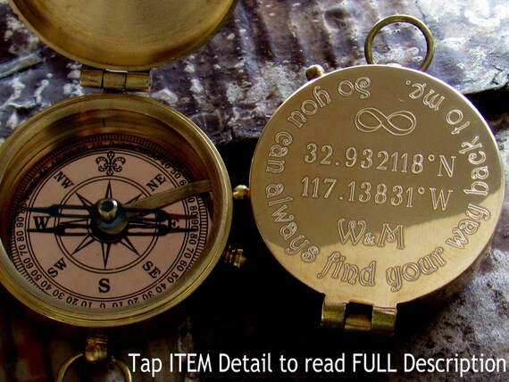 Engraved Compass. Custom Compass Gift. Long Distance Love.