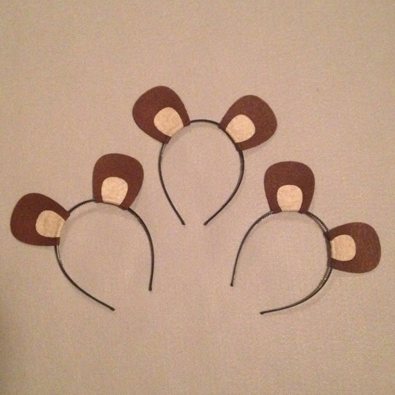 3 Chipmunk Headbands Squirrel Mouse Ferret Ears Headband