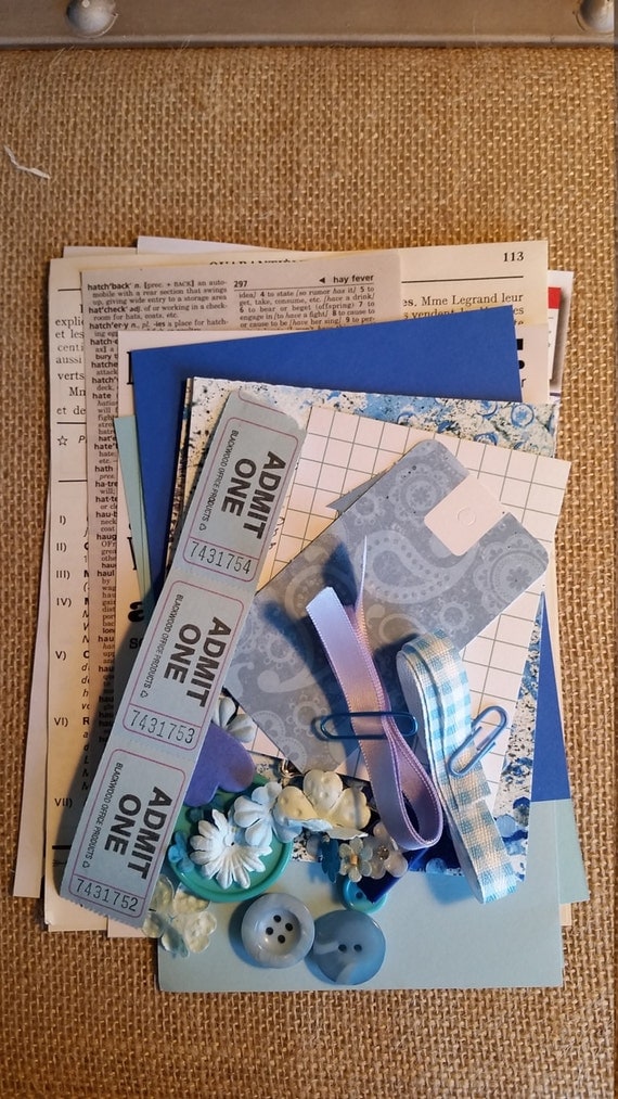 Junk Journal Kit Scrapbook Kit Blue Craft Kit Inspiration