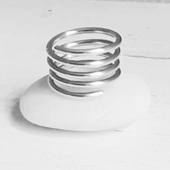 Silver Spiral Coil Ring. Edgy Minimal Sterling by artwearhandmade