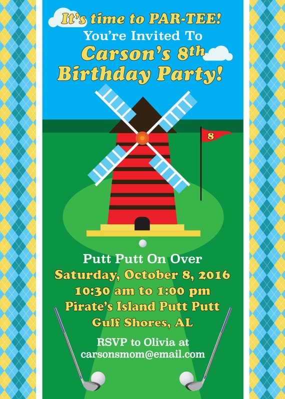Putt Putt Golf Birthday Invitation 5x7 Printable