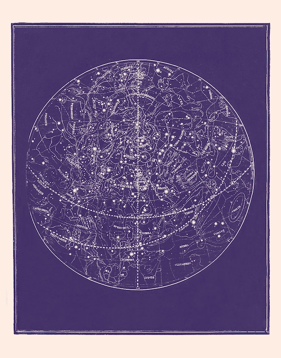 Star Map Star Chart Constellation Print by CapricornPress on Etsy