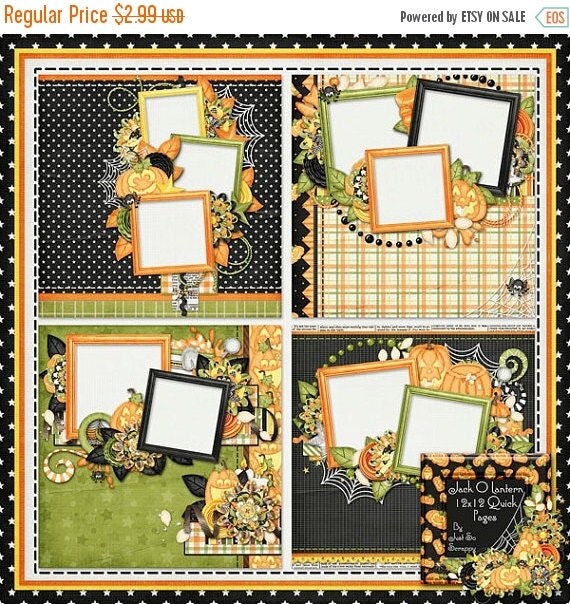 On Sale 50% Off Jack O Lantern Halloween 12x12 by JssScrapBoutique
