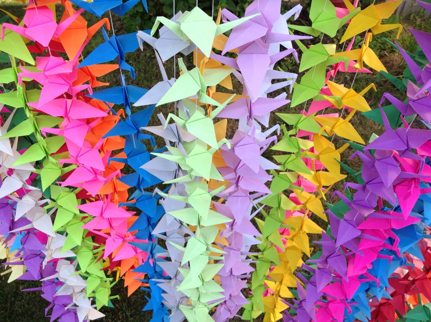 500 Origami Cranes On String in 20 Colors Wedding Backdrop