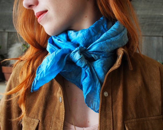 hand dyed silk western scarf indigo