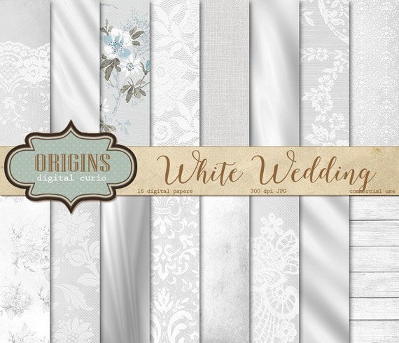 White Wedding digital paper wedding by OriginsDigitalCurio on Etsy