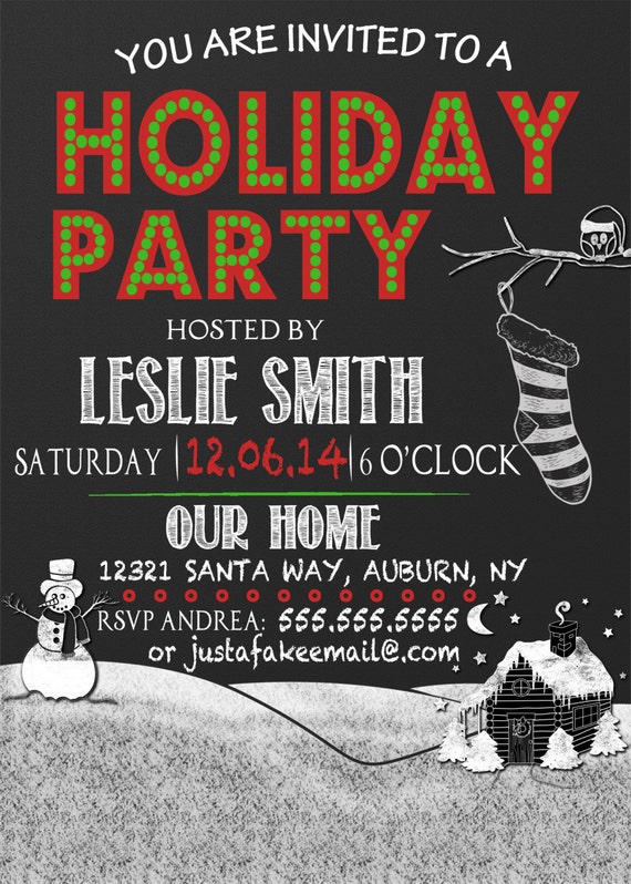Unique holiday party invitations black and by CustomPrintablesNY