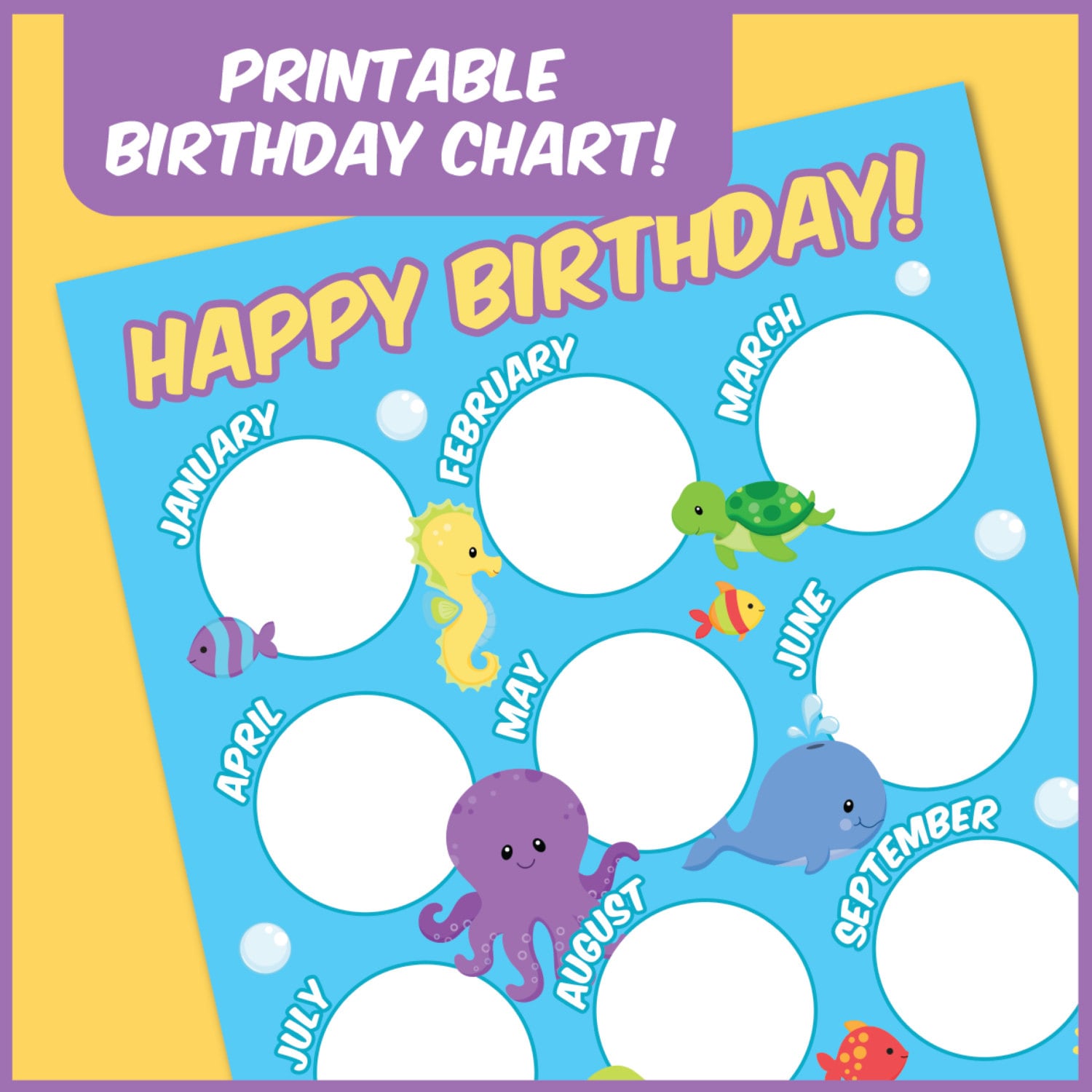 Birthday Chart Ocean Theme