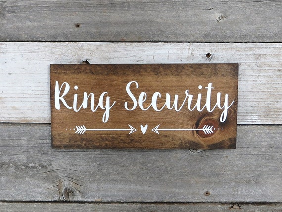 Rustic Hand Painted Wood Wedding Sign Ring