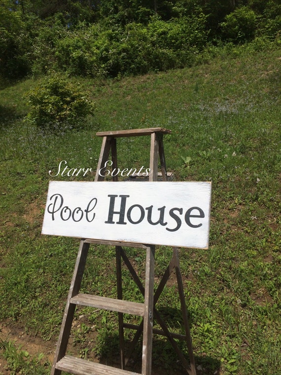 Pool house sign. Large Pool signs. Pool decor. Distressed