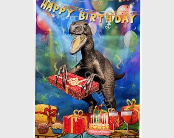 Raptor birthday card | Etsy