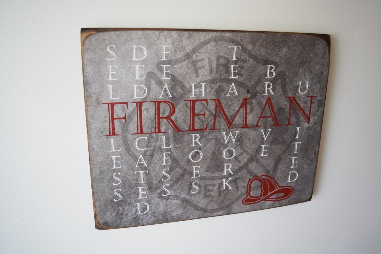 Fireman Sign Fireman Decor Firefighter Sign Firefighter