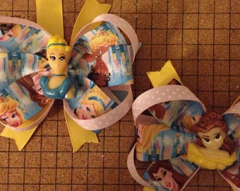 Items similar to Disney Princess Hair Bow Clips Ribbon Sculpture Girl ...