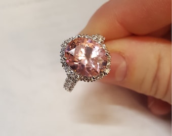 Pink cz ring | Etsy