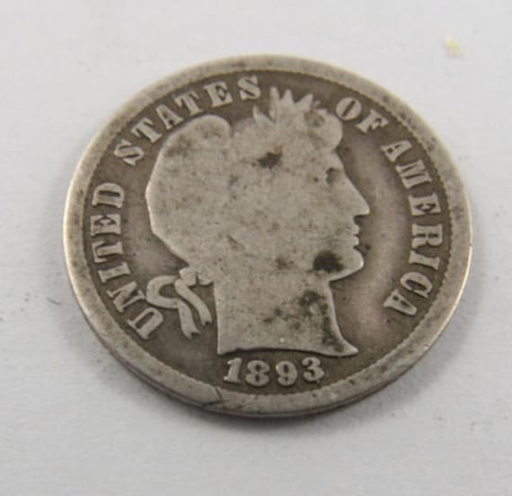 U.S. 1893 Barber Dime Coin.