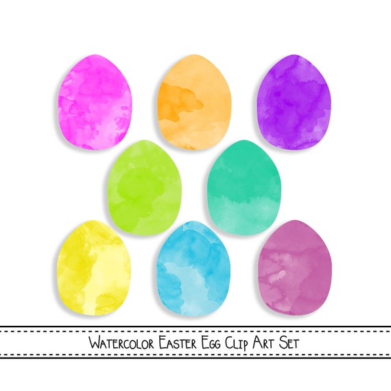 Easter Egg Clip Art in Watercolor Bright Colors Personal and