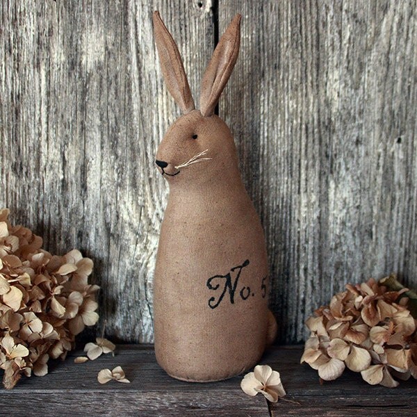Primitive Bunny Rabbit Vintage Style Rabbit by rockriverstitches