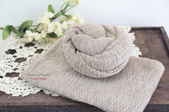 Newborn Knit Wrap Taupe Wrap Vintage Baby Wrap Newborn