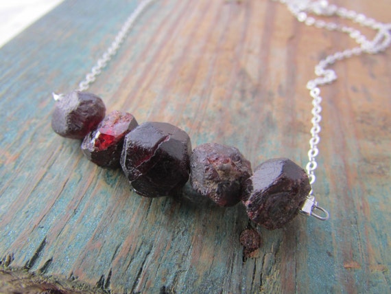 Raw Garnet Necklace big raw gemstones rough garnet by twobadcats