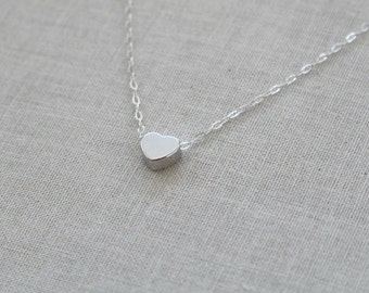 Silver Heart Necklace Solid Sterling Silver Tiny Small Heart