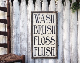 Rustic bathroom sign | Etsy
