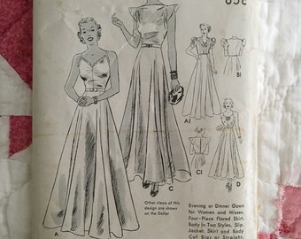 Items similar to 1940s Simplicity 4986 Evening Gown Pattern UNCUT Bust ...