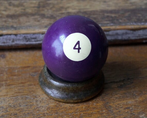 Old Pool Ball 4 Four IV Purple Number Plastic Billiard Ball