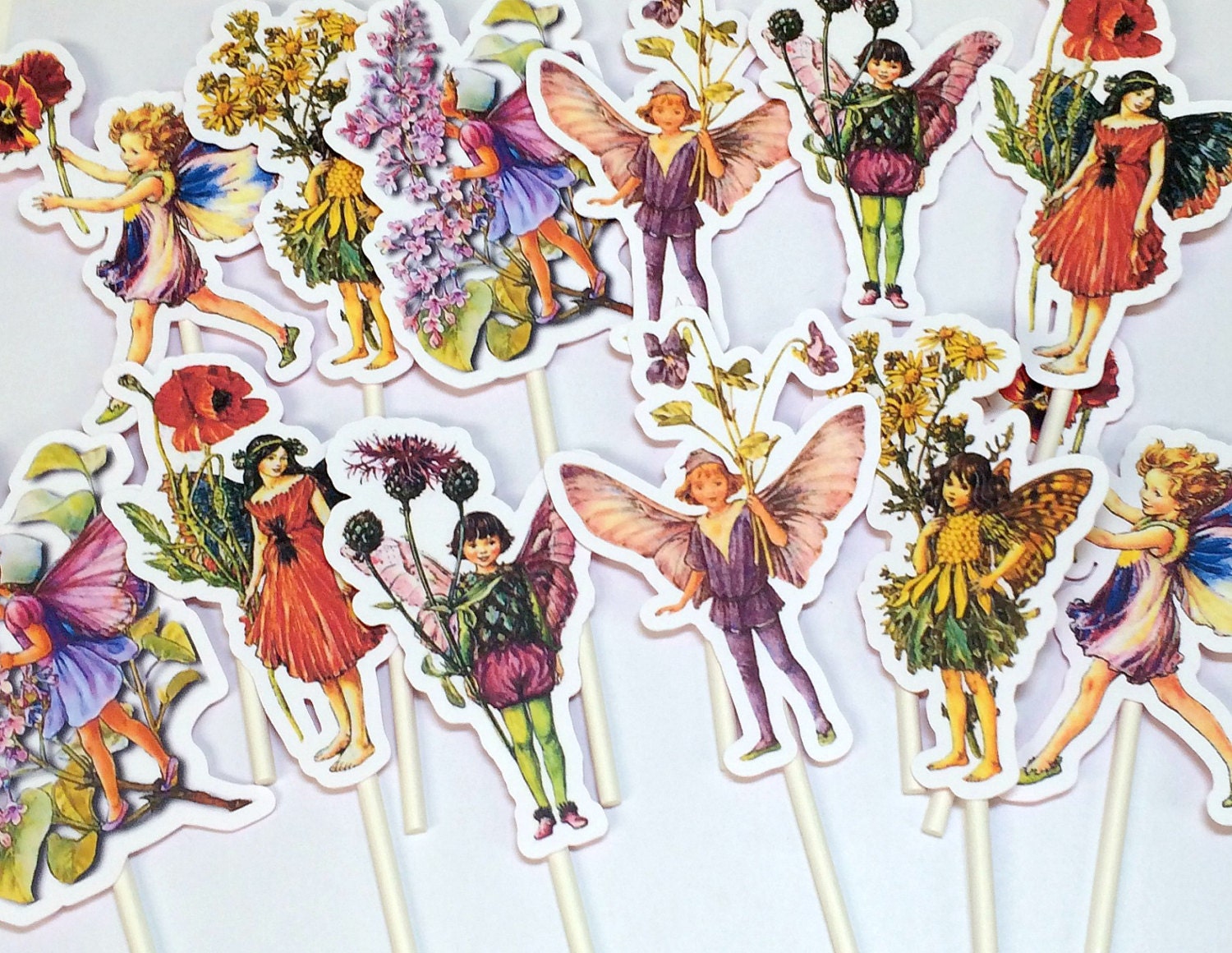 Cupcake Toppers Flower Fairy Food Picks Birthday Party