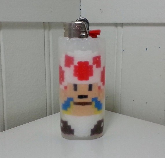 Toad Perler Bead LIGHTER CASE nintendo super mario bros