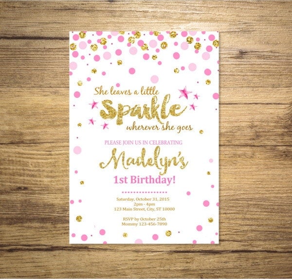 Sparkle Party Invitation Printable Pink Sprinkles and