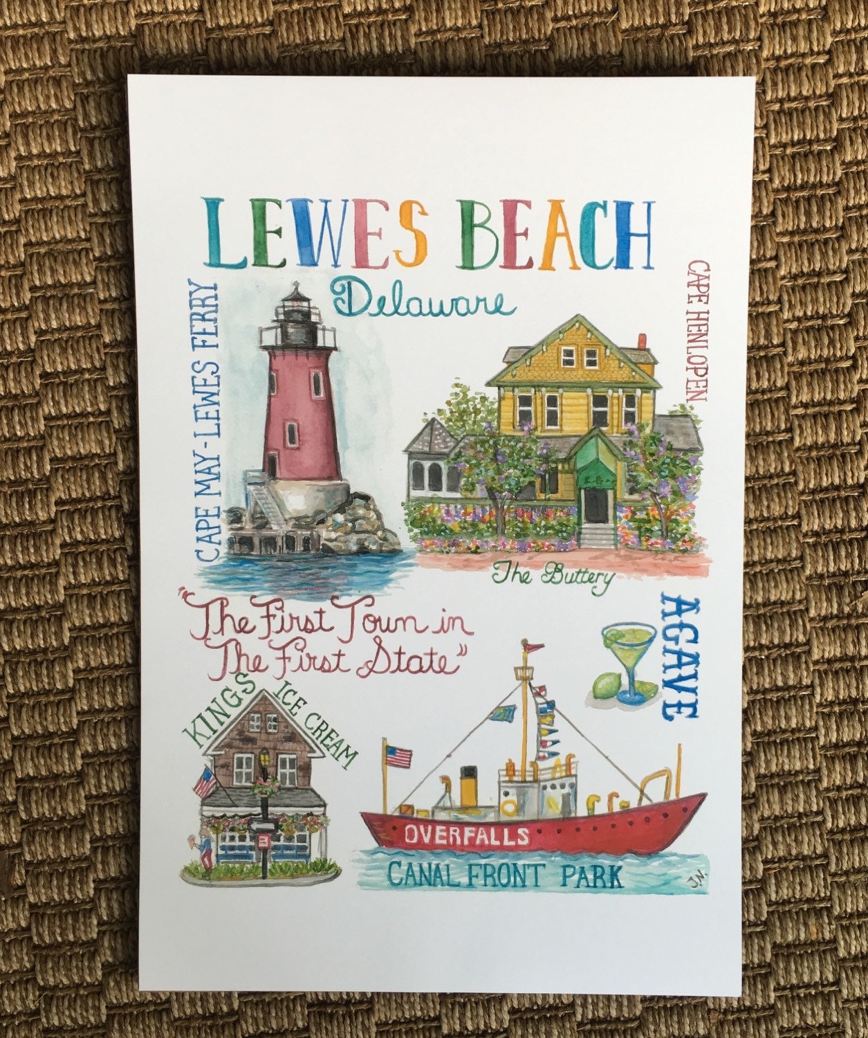 Lewes Beach Delaware Print 11 x 14 printed on heavy stock
